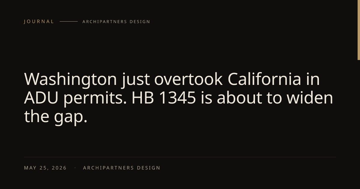 Washington just overtook California in ADU permits. HB 1345 is about to ...